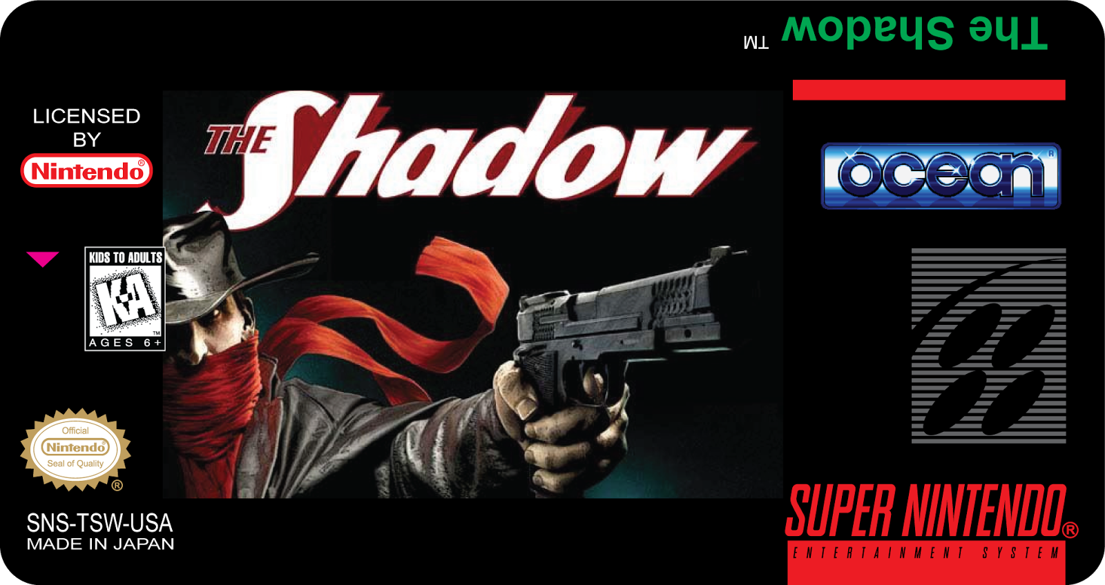 Super Nintendo Labels: The Shadow - Jogo não lançado oficialmente