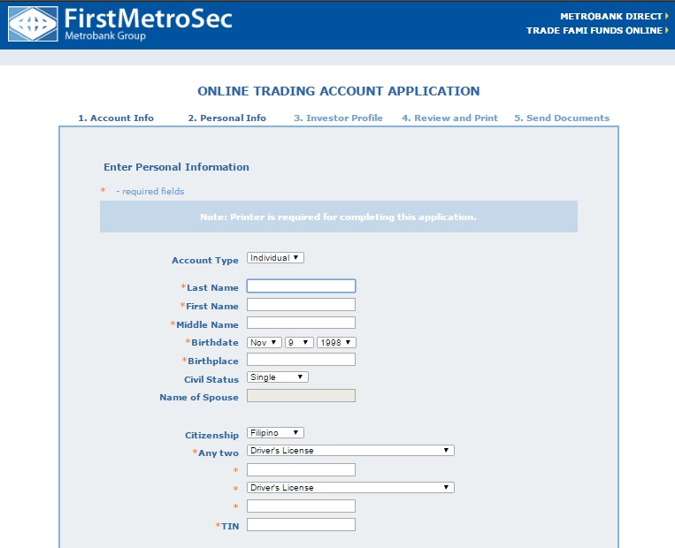 Opening an account with FirstMetroSec