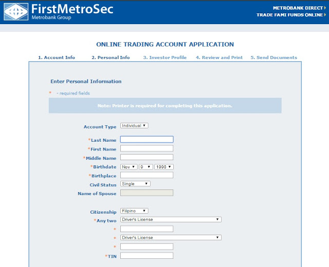 Opening an account with FirstMetroSec