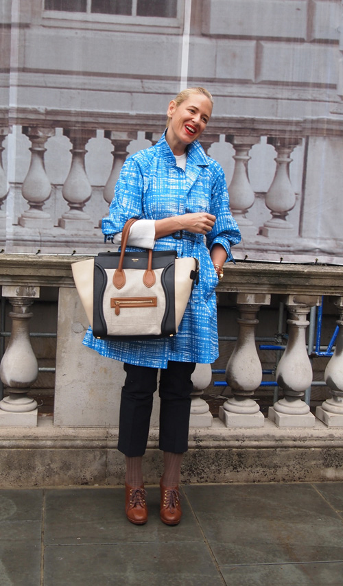 The Exsoteric: Blue Mac & Celine Bag, London Fashion Week