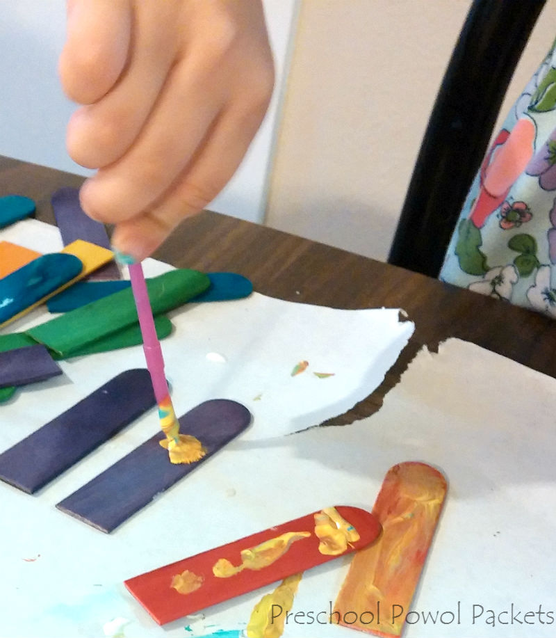 Process Art Craft Stick Rainbow Collaborative Art Project & Mondrian ...