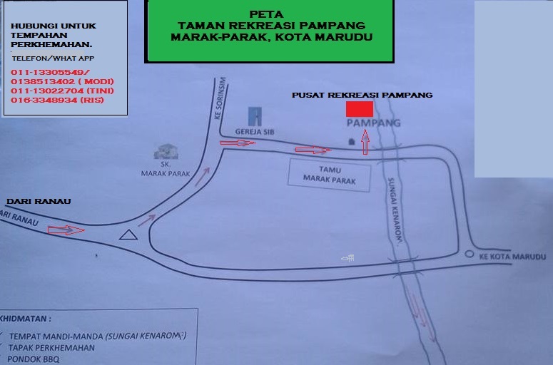 TAMAN REKREASI PAMPANG, MARAK-PARAK KOTA MARUDU SABAH: PETA LOKASI
