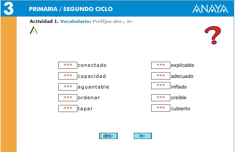MOLINILLOS DE COLORES: PALABRAS CON PREFIJOS IN-/-DES