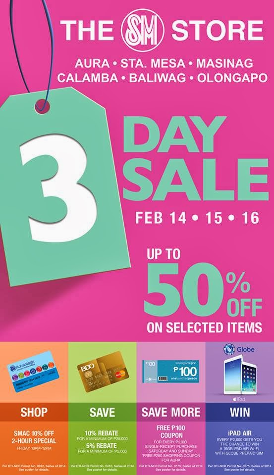 Manila Shopper: SM Malls 3-day SALE: Feb 14-16 2014