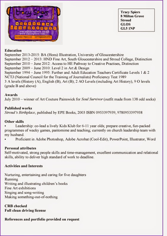 Tracy Spiers Professional Practice: Updating my CV