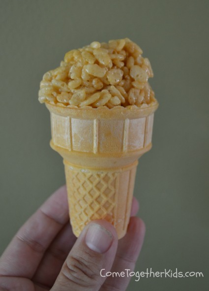 caramel rice krispies cones