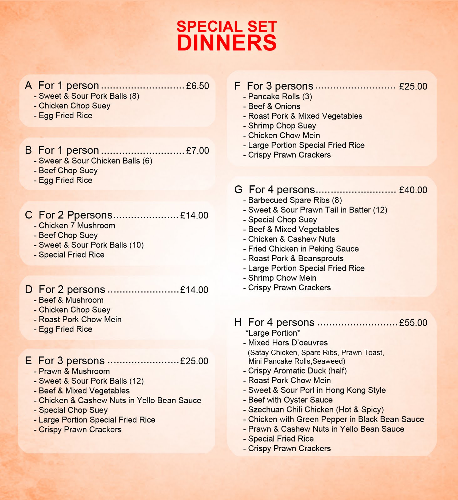 Upshire Fish Bar: Menu