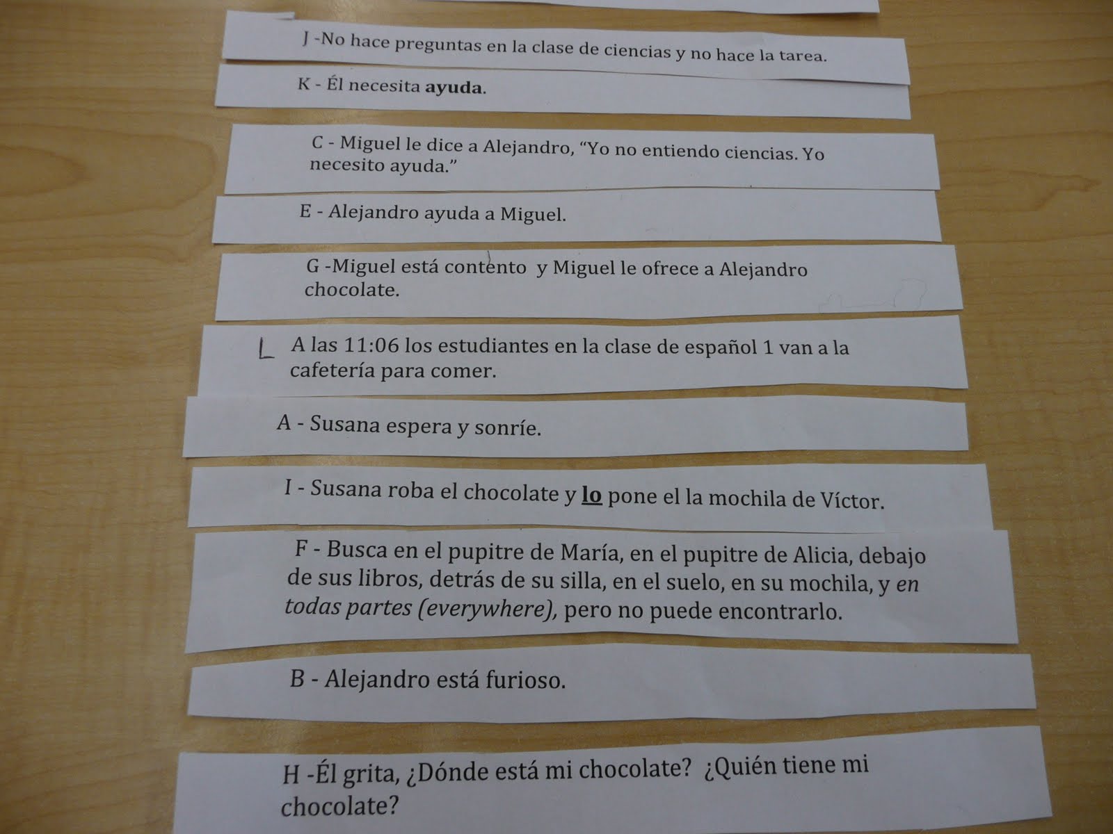Teaching Spanish w/ Comprehensible Input: Sentence Strips