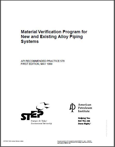 API RP 578 - API RECOMMENDED PRACTICE 578 ~ Petroleum Library