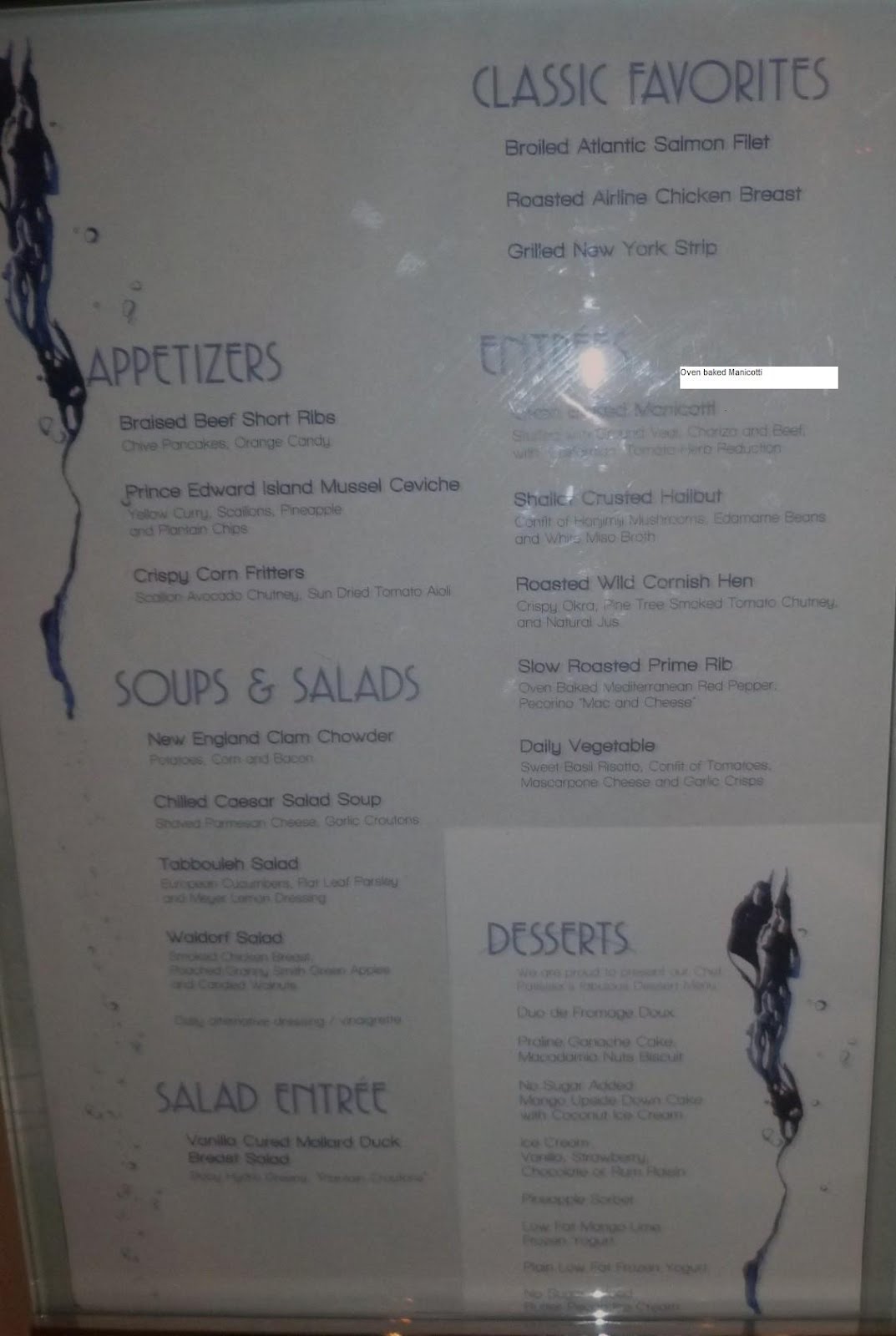 Transatlantic on Solstice from a Celebrity Newcomer: Blu menus