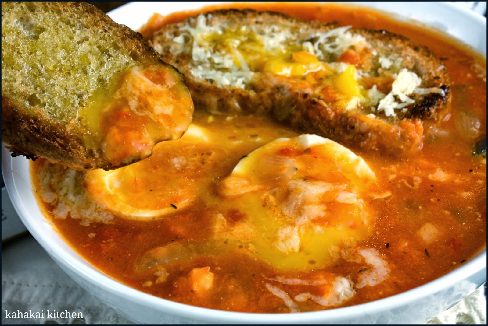 Kahakai Kitchen: Tomato Chowder with Mollet Eggs for Cook the Books ...