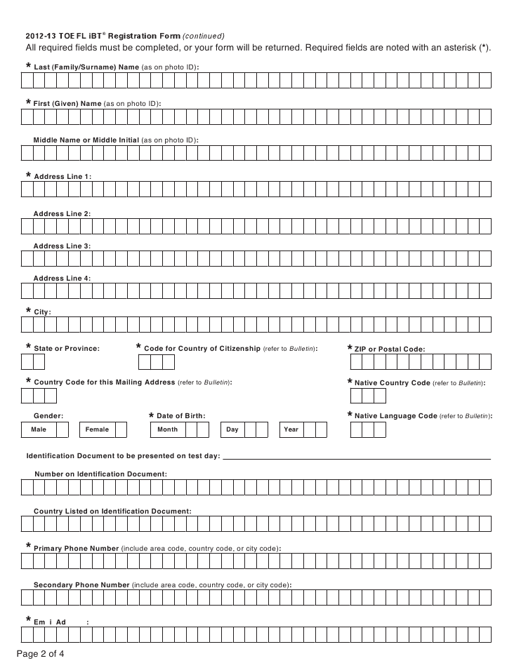 TOEFL iBT REGISTRATION FORM 2013-2014 ~ Education & Exam Point
