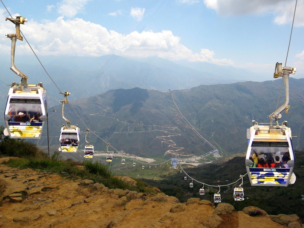 trabajo parque del chicamocha : Up the cable car to the Mesa de los Santos.