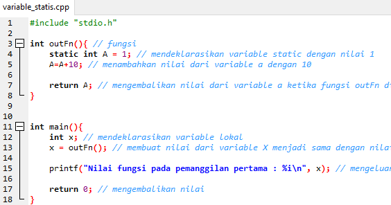 Dev c++ variable static and Register variable