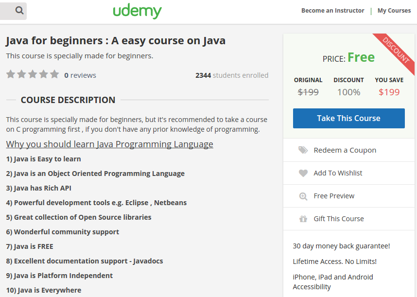 100 Free Coupon Codes Udemy Course Coupon Code Java For Beginners A Easy Course On Java