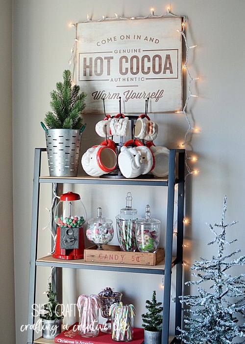 She's Crafty: Christmas Treat Station on Farmhouse Shelves