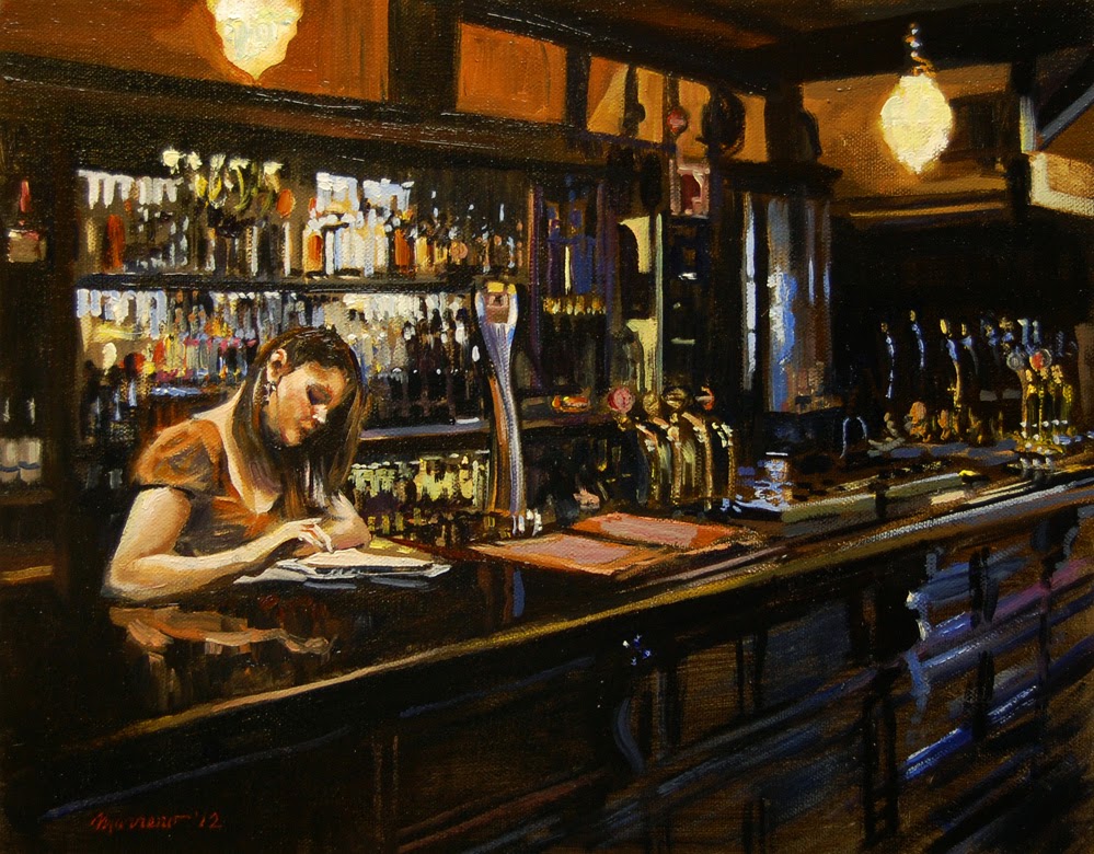 Pinzellades al món: Llegint al bar / Leyendo en el bar / Reading at the bar