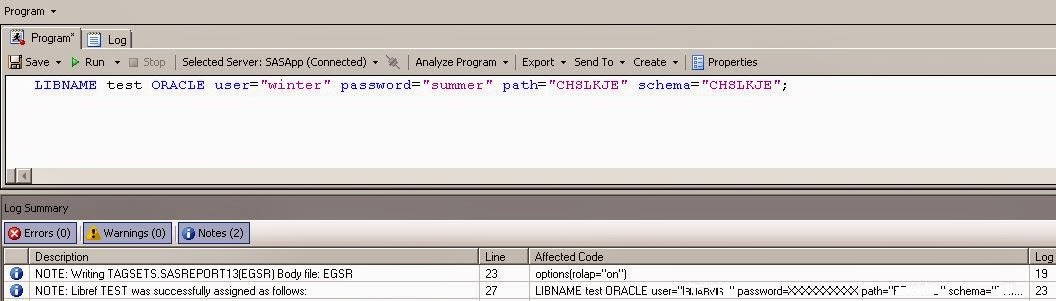 LIBNAME statement Oracle examples in SAS
