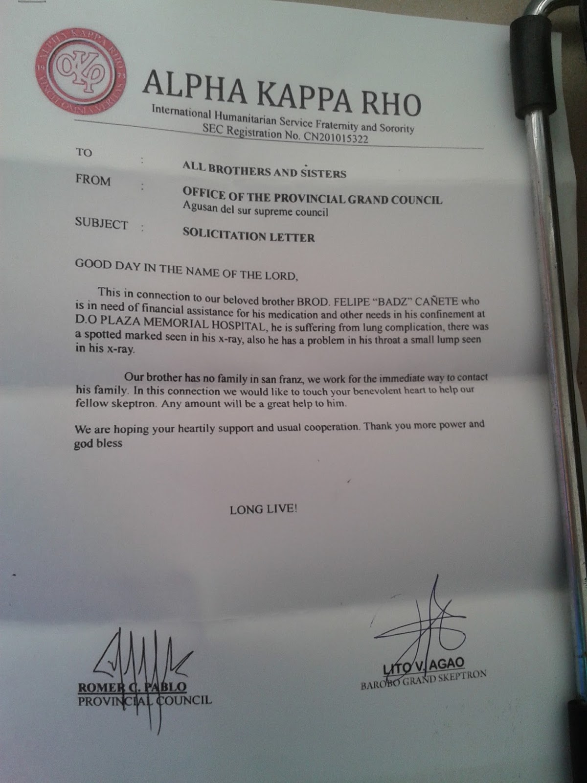 BAROBO ALPHA KAPPA RHO