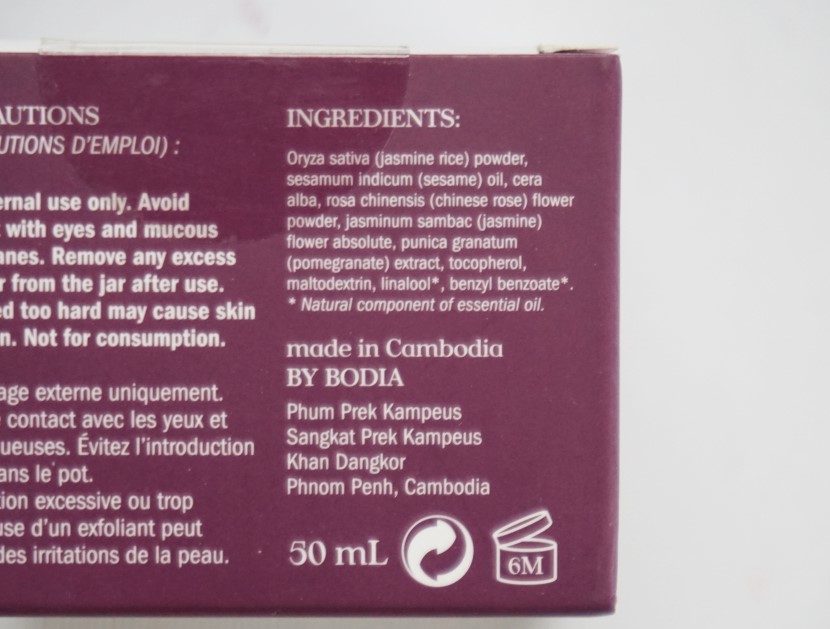 Bodia Nature Rice Facial Scrub Jasmine Rice and Rose Review + Price