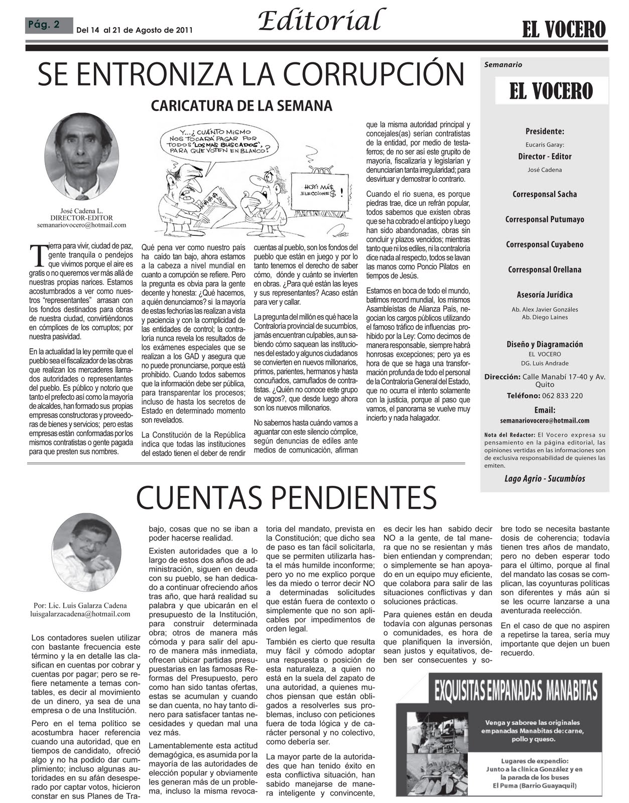El Vocero Amazónico: 2 Editoriales