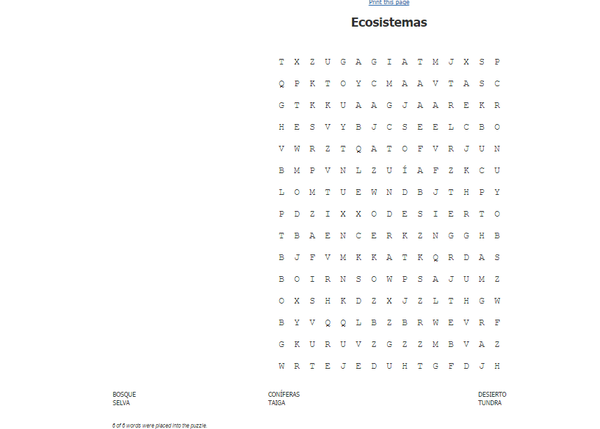 Sopa de Letras-Ecosistemas