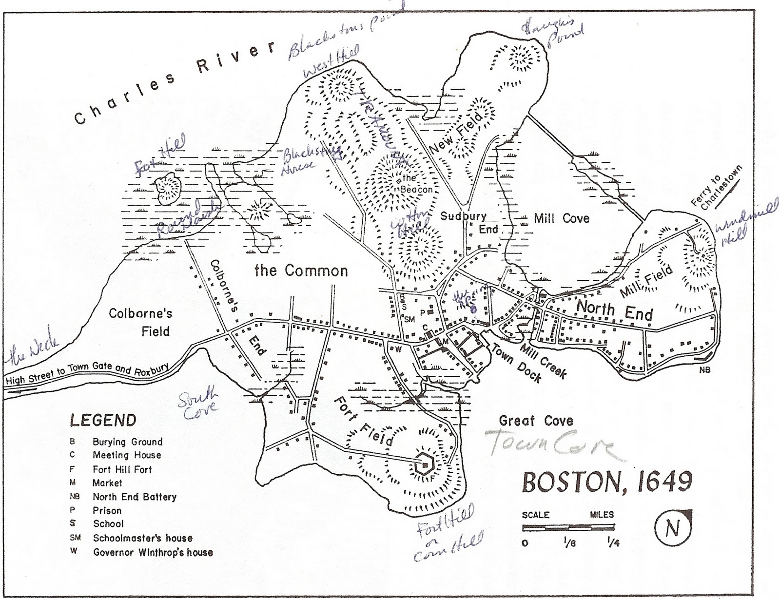 1776 map of Boston and surrounding areas during the Siege of Boston ...