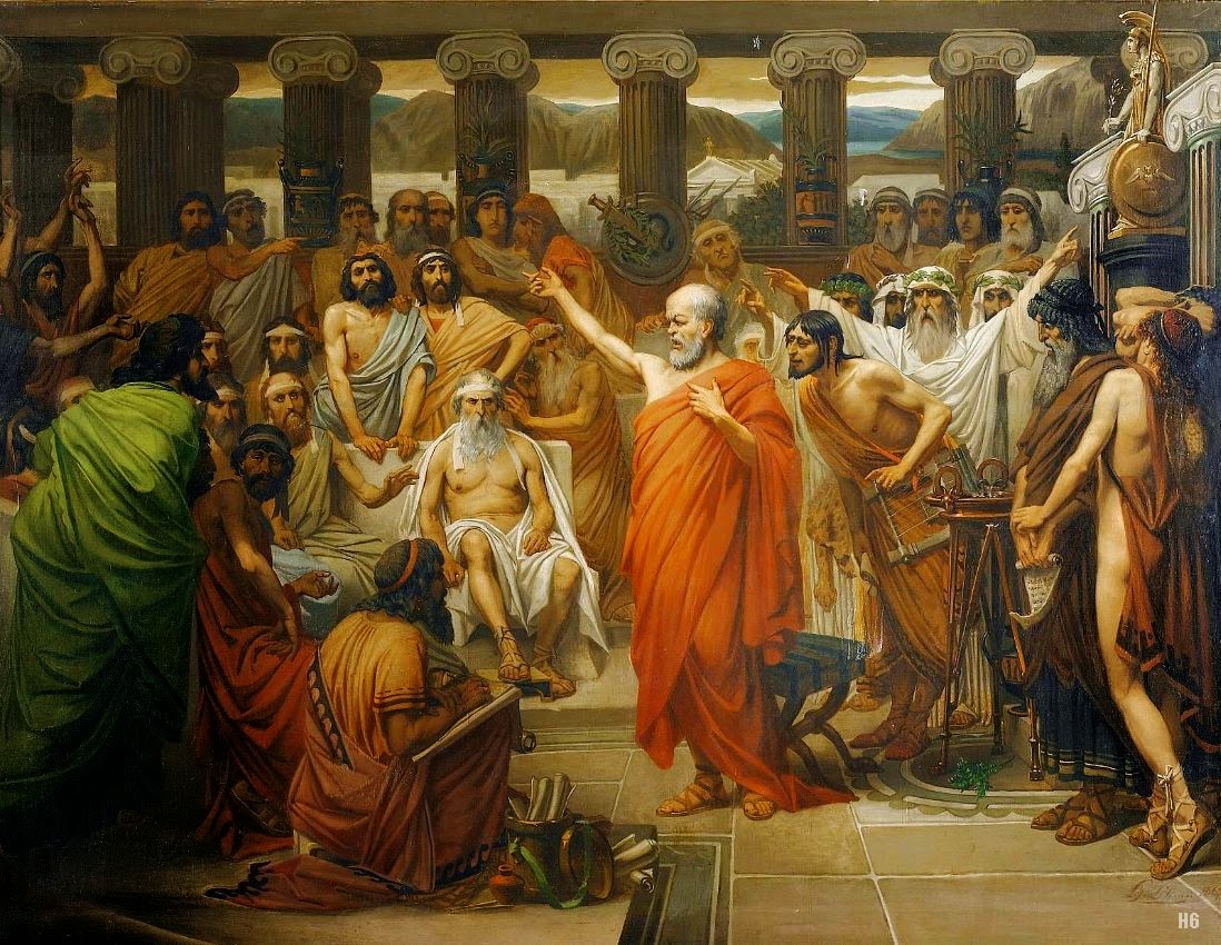 Mes Images: Socrate parle - Louis J.Lebrun. Belge.1844-1900. Huile / toile.