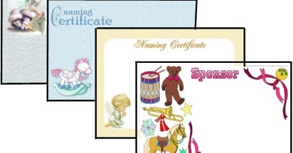 Author and Celebrant: Baby Naming Certificates Sets with a Theme
