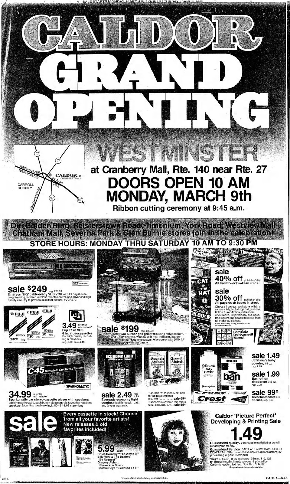 Sky City: Retail History: Town Mall/Cranberry Mall: Westminster, MD