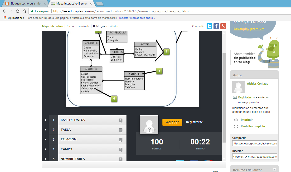 tecnologia informatica: MAPA INTERACTIVO: Elementos de una Base de Datos