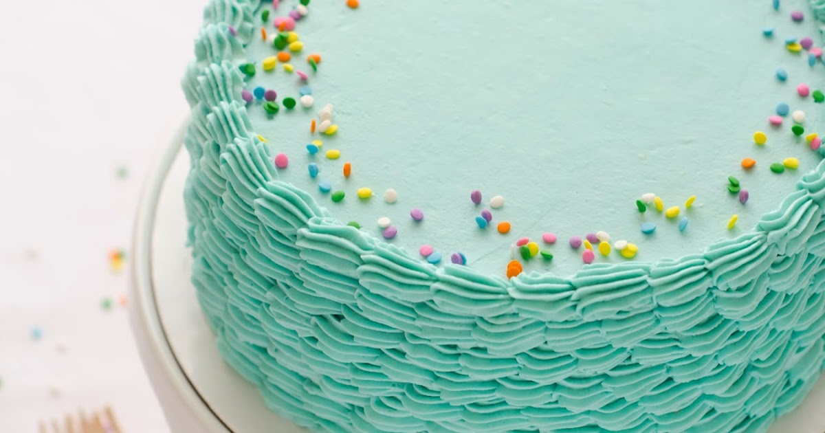 I Heart Baking Blue Funfetti Birthday Cake With Piped Shell Sides