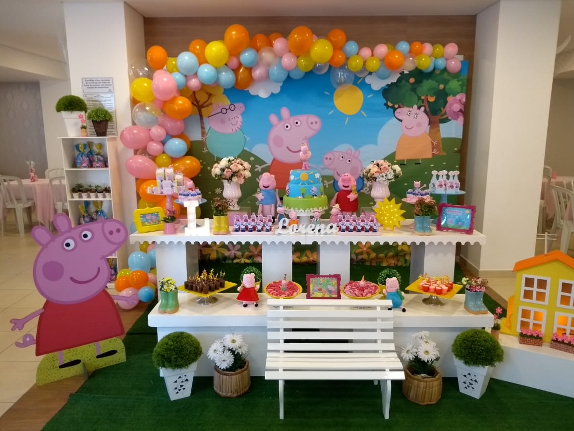 Império Decoração: Decoração Peppa Pig, na mesa clean com painel ...