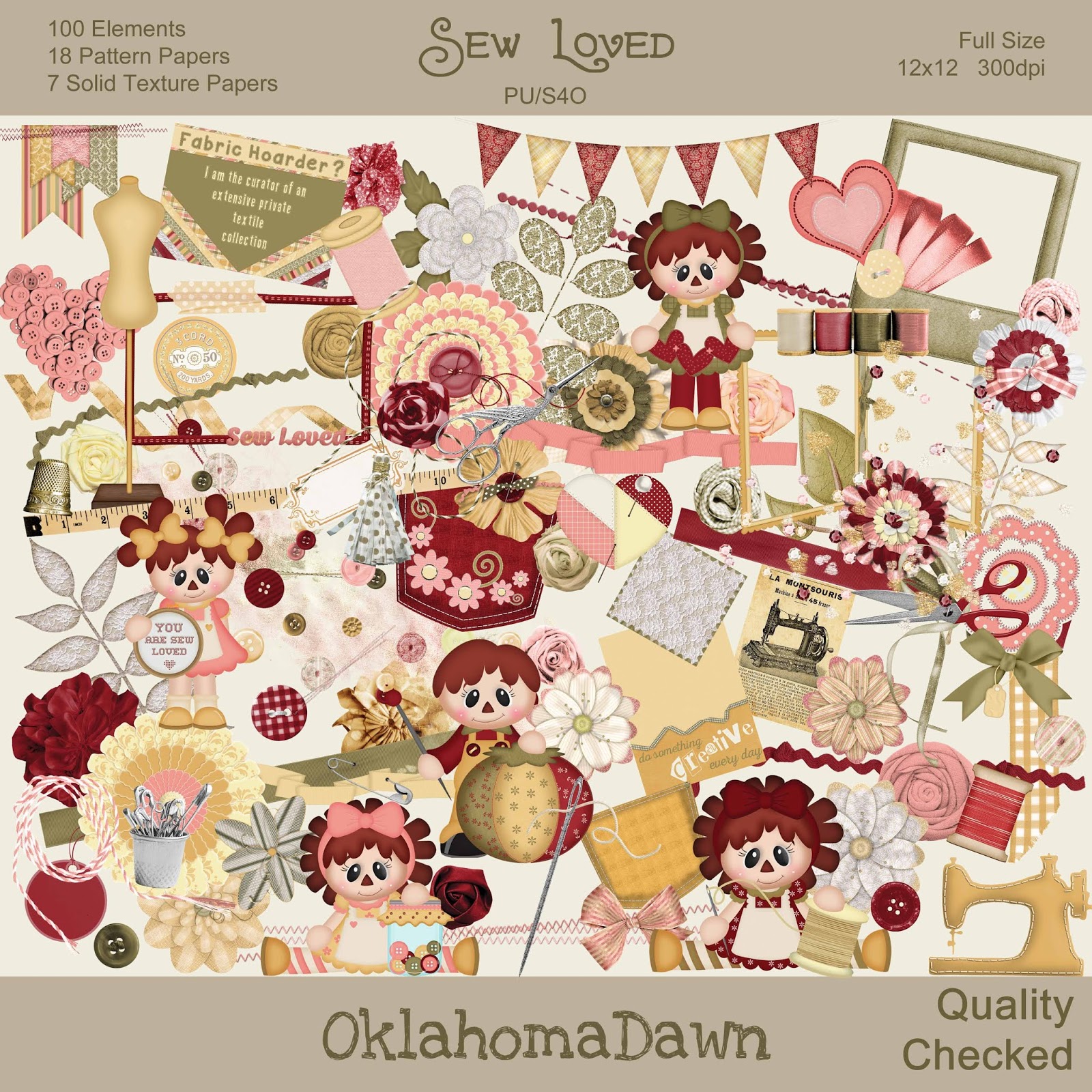 OklahomaDawn: Sew Loved Paper #12 - Freebie Scrapbook Paper