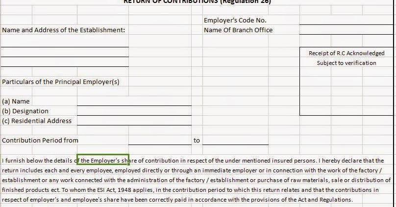 ESIC Return Covering Letter