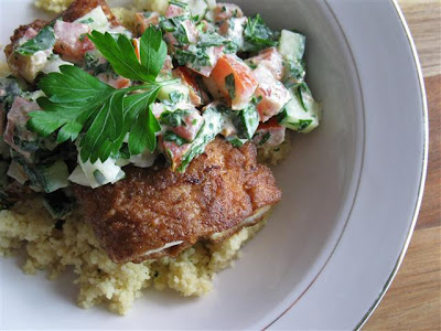 Food Recipes: Arabic Spiced Fish & Tahini Salad