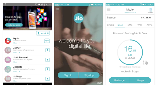 Reliance Jio Mobile Apps - MyJio - Jio accounts & services - Youth Apps