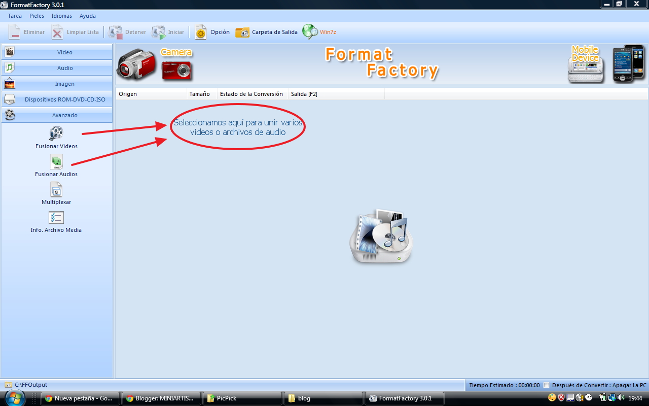 MINIARTISTAS: Fusionar y multiplexar con Format Factory