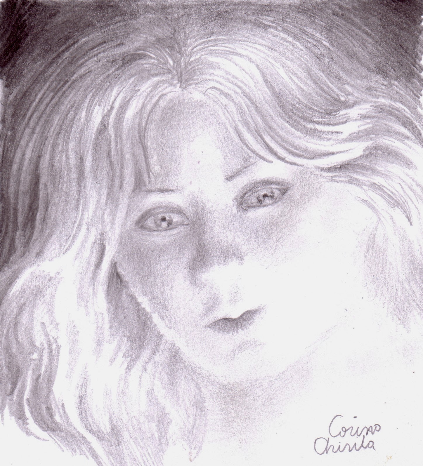 Grafica si pictura de Corina Chirila: Portret in creion