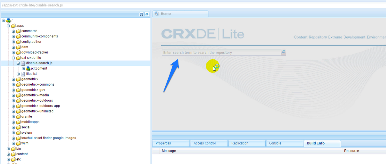 Experiencing Adobe Experience Manager (AEM, CQ): AEM 6 SP2 - Disable Search Boxes in CRXDE Lite