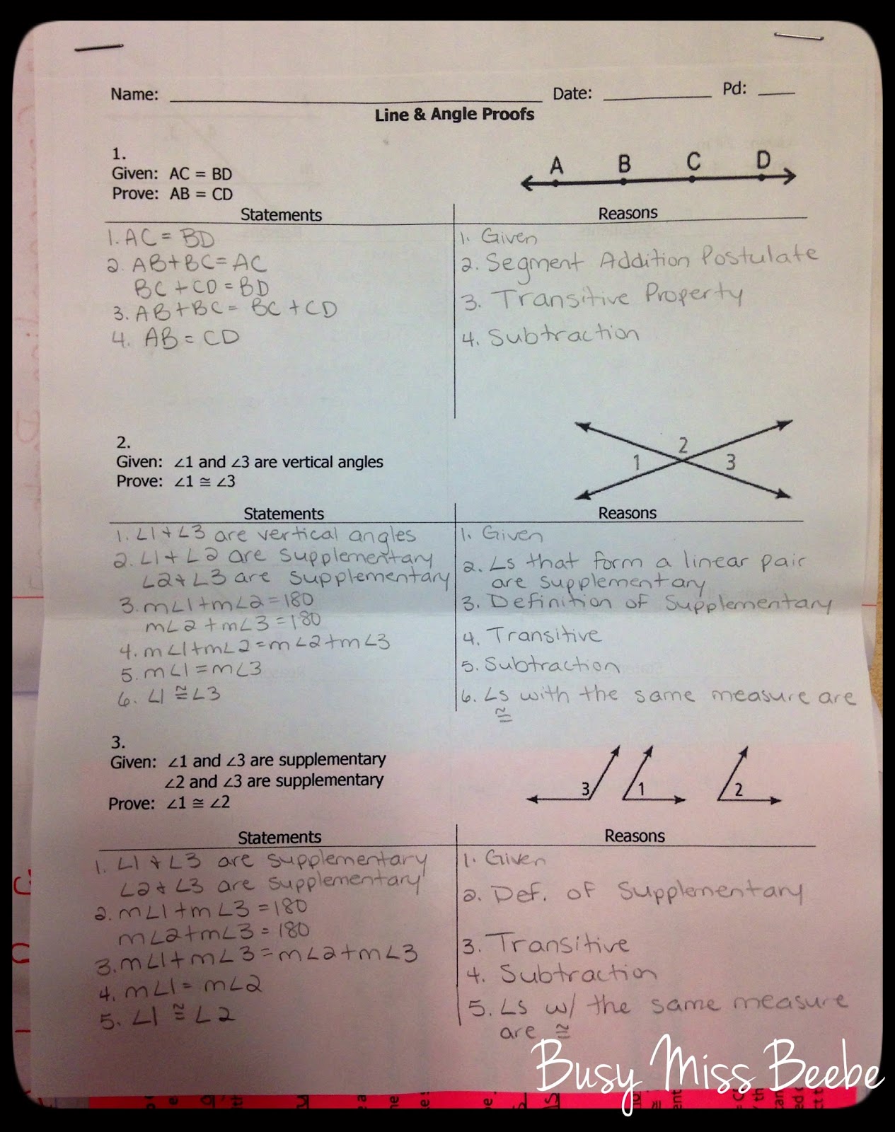 Busy Miss Beebe: 2014-2015 Geometry INB Unit 5 (Congruent Triangles)
