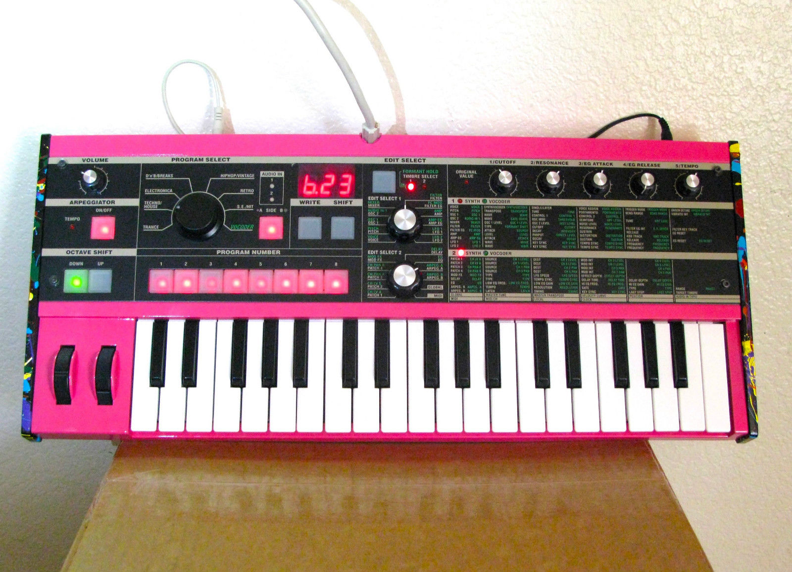 MATRIXSYNTH: Radical Custom Hot Pink Jackson Pollock KORG MicroKORG