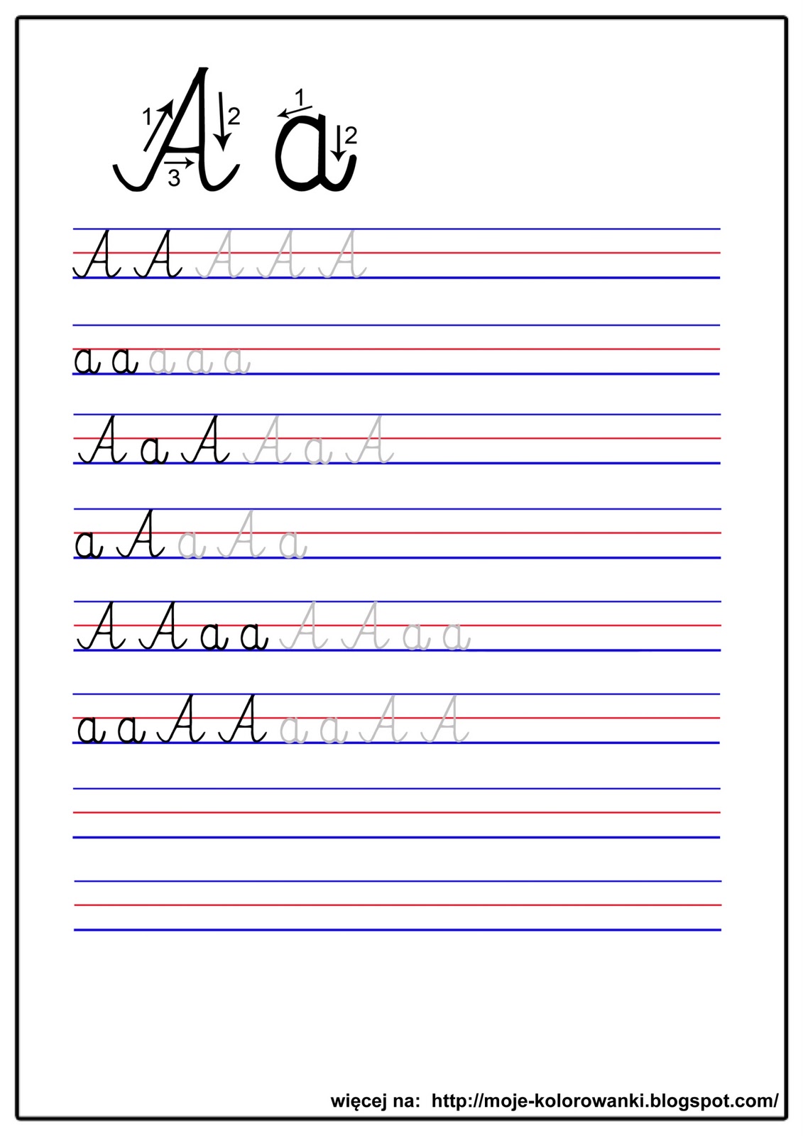 Kolorowanki dla dzieci: Litera A (karta pracy)