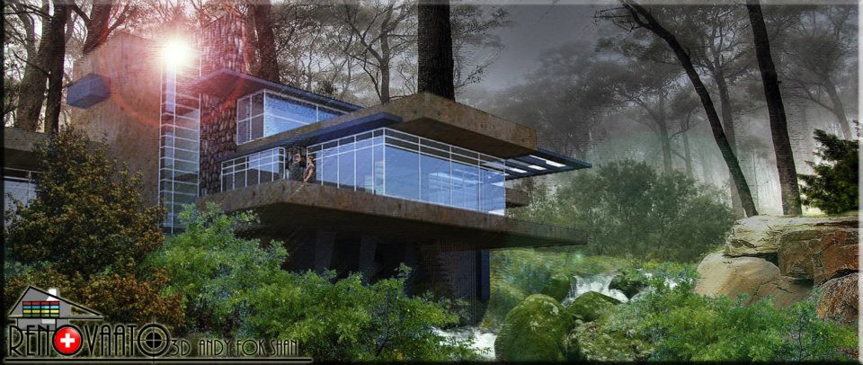 SKETCHUP TEXTURE: FALLING WATER HOUSE CHALLENGE ENTRY