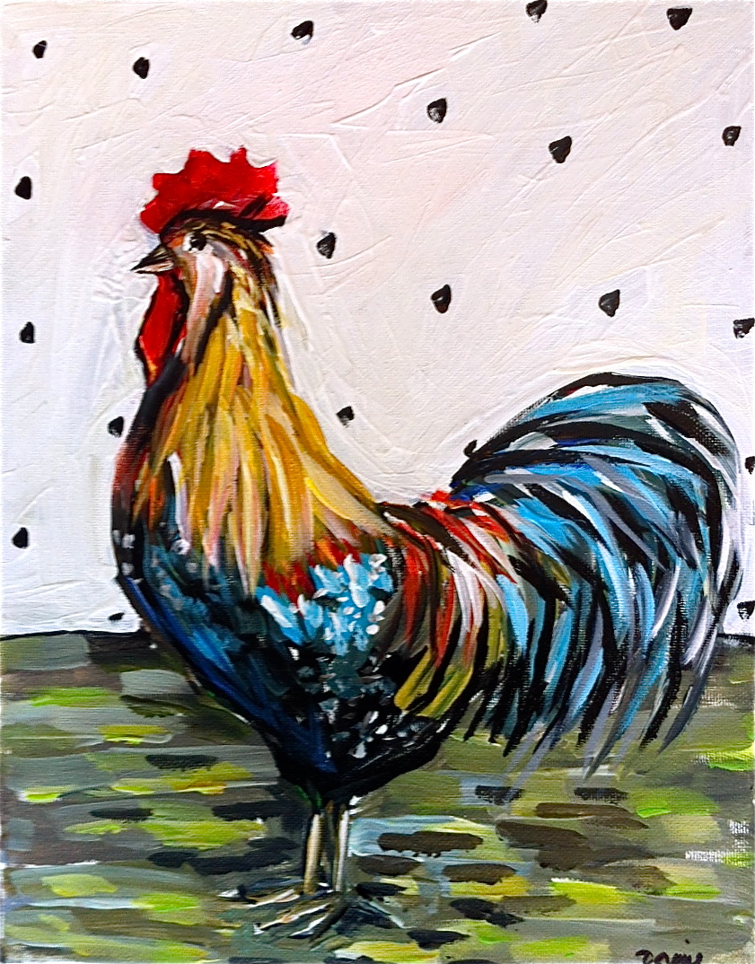 Devine Paintings: Rooster painting on canvas