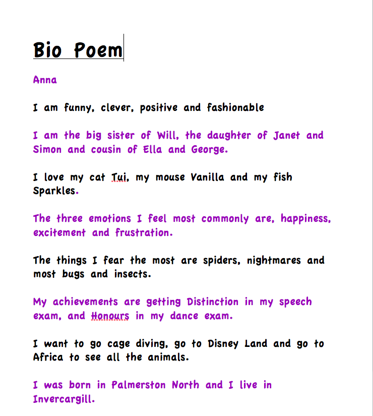 Bio Poem Template Printable: Bio Poem Printable – DAEB