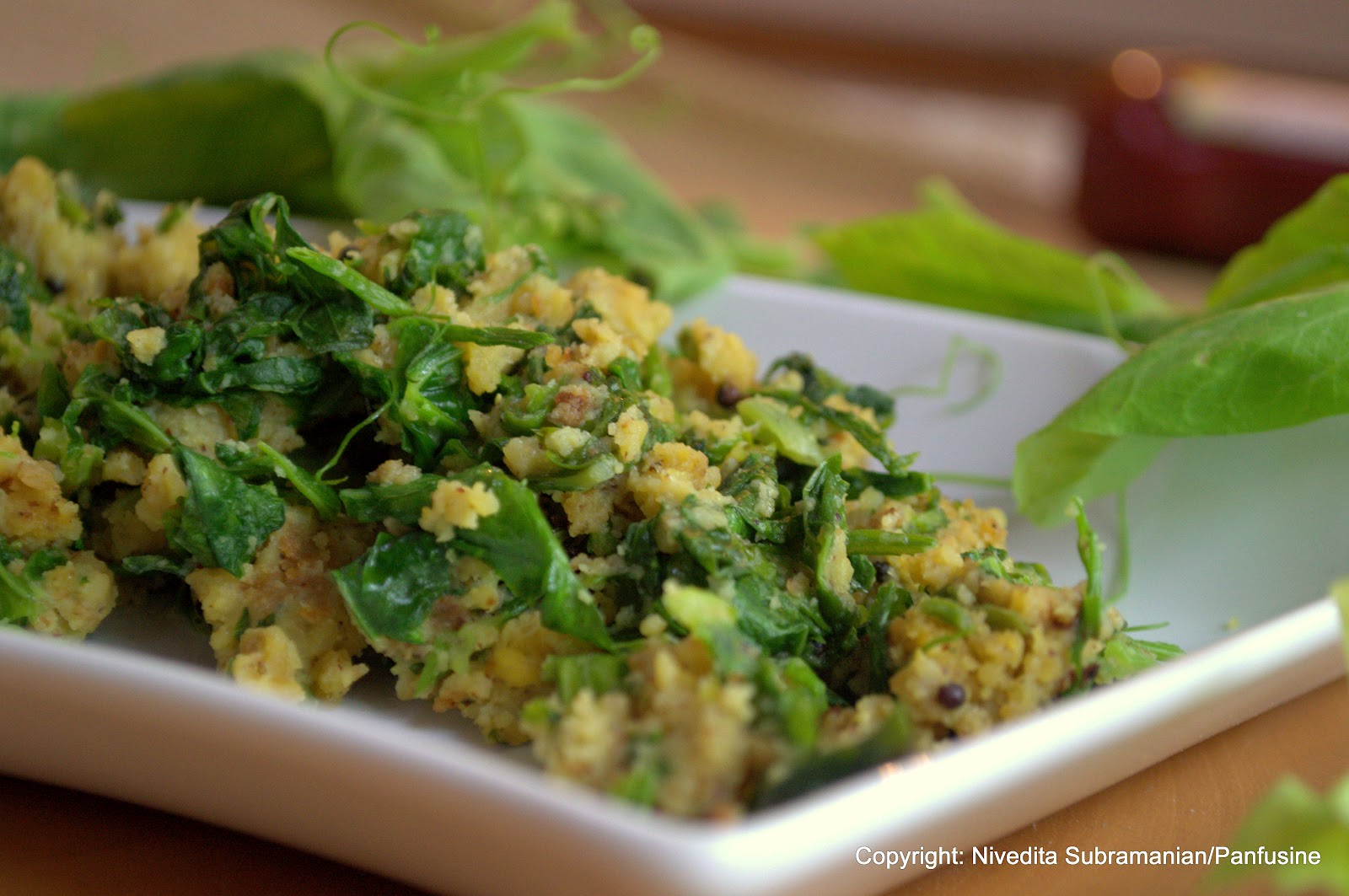 Day 119 - Usli (Steamed, stir fried Lentils with Pea shoot greens)