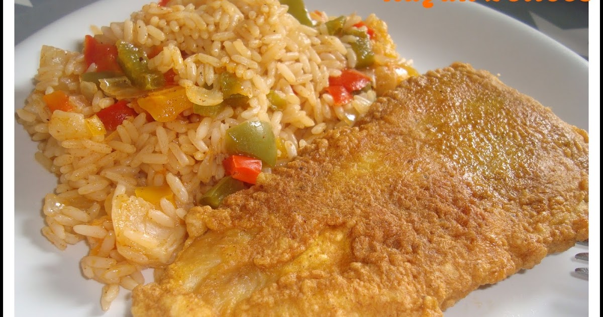 RAYAN DELICES: Riz aux Trois Poivrons avec un Filet de Poisson Pané