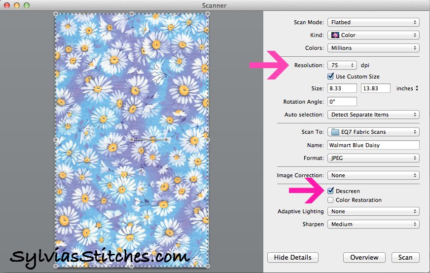 How To: Scan Your Own Fabric into EQ7 - Sylvia's Stitches