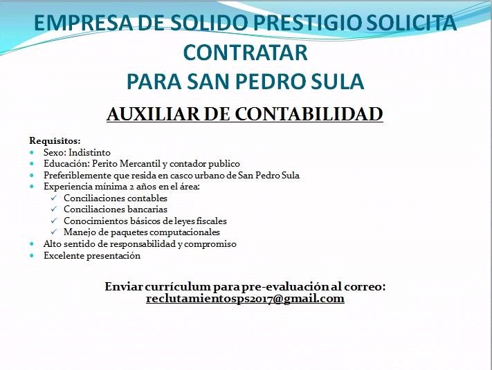 Auxiliar de Contabilidad - SPS